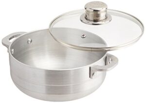 uniware aluminum heavy gauge caldero with glass lid, silver, 2 quart