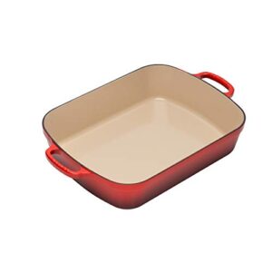 le creuset enameled cast iron signature rectangular roaster, 5.25 qt. (11.7" x 16.8") , cerise