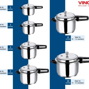 Vinod Pressure Cooker Stainless Steel – Outer Lid - 5 Liter – Induction Base Cooker – Indian Pressure Cooker – Sandwich Bottom – Best Used For Indian Cooking, Soups, and Rice Recipes, Quinoa