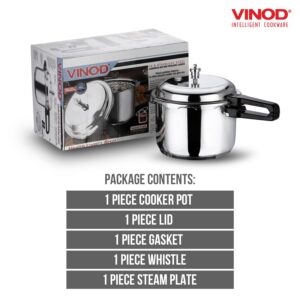 Vinod Pressure Cooker Stainless Steel – Outer Lid - 5 Liter – Induction Base Cooker – Indian Pressure Cooker – Sandwich Bottom – Best Used For Indian Cooking, Soups, and Rice Recipes, Quinoa