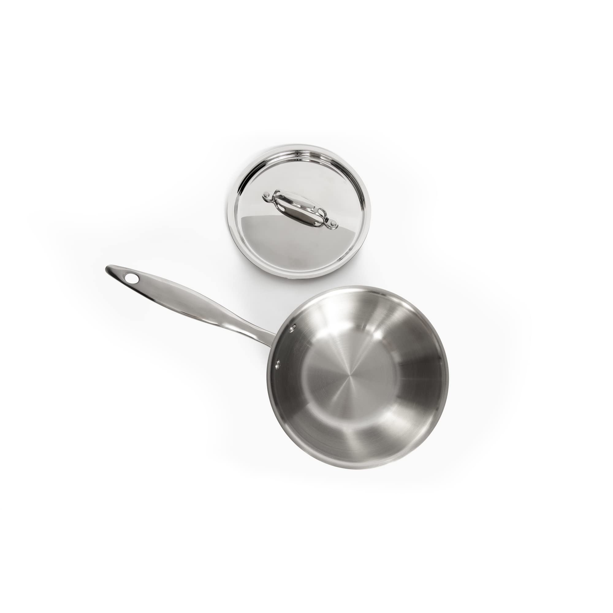 Heritage Steel 2 Quart Saucier with Lid | Made in USA | Titanium Series | 316Ti Stainless Steel Pan with Stay Cool Handle | Fully Clad with 5-Ply Construction | Induction Ready & Non Toxic