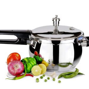 Vinod Pressure Cooker Stainless Steel – Glass Lid Handi Pot - 5.5 Liter – Indian Pressure Cooker – Stove Top Sandwich Bottom – Best Used For Indian Cooking, Soups, and Rice Recipes, Quinoa