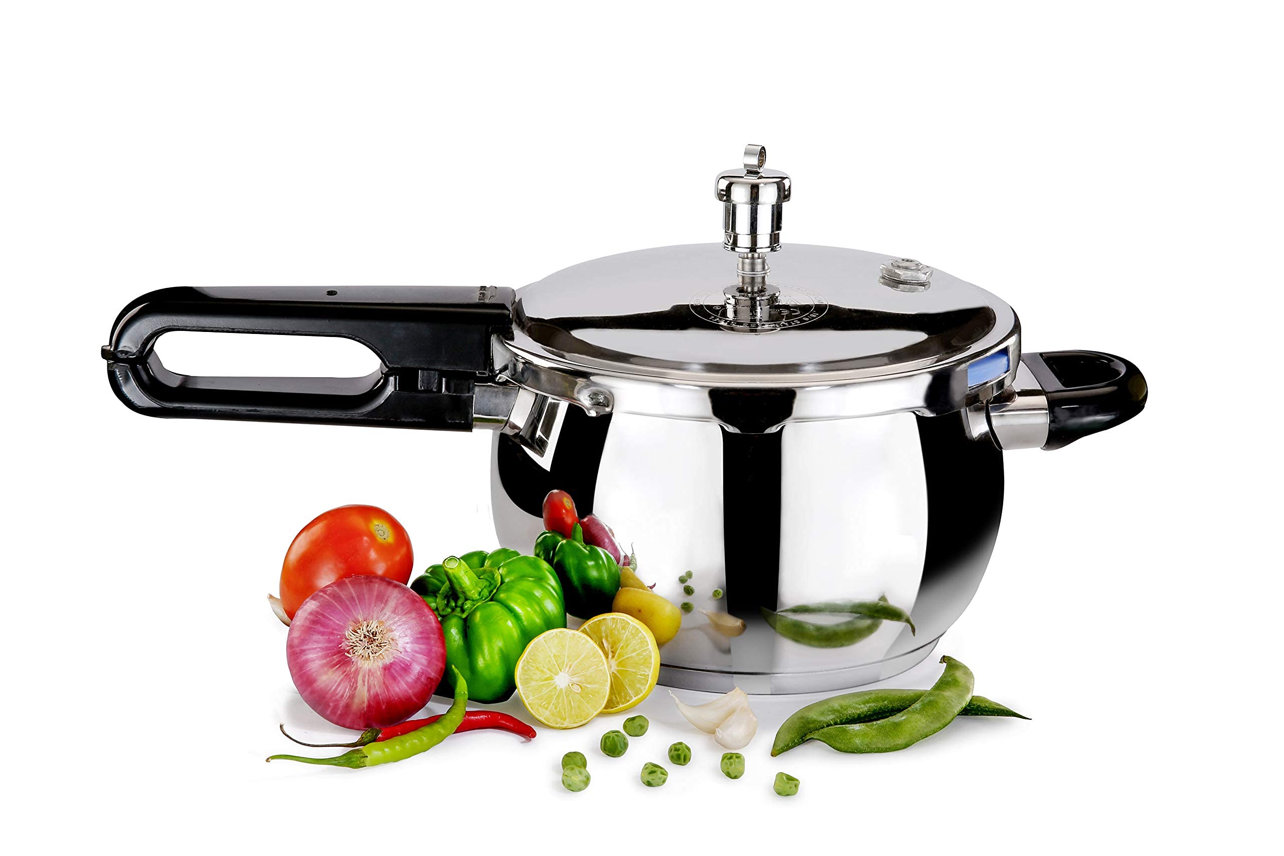 Vinod Pressure Cooker Stainless Steel – Glass Lid Handi Pot - 5.5 Liter – Indian Pressure Cooker – Stove Top Sandwich Bottom – Best Used For Indian Cooking, Soups, and Rice Recipes, Quinoa