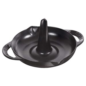 staub cast iron 9.5-inch vertical chicken roaster - matte black, made in france