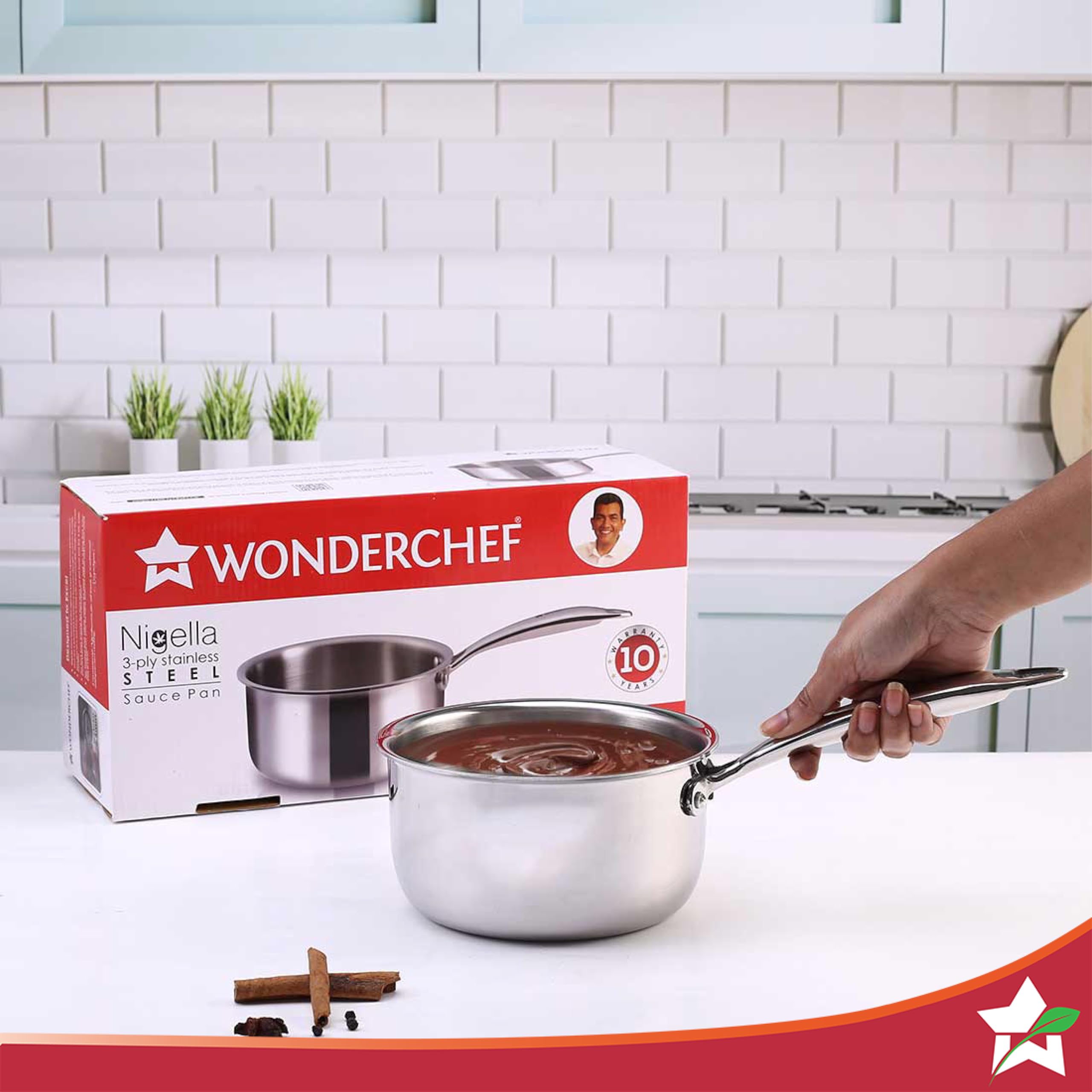 Wonderchef Nigella Tri-ply Stainless Steel 16 cm Sauce Pan | 1.5 Liters | 2.6mm Thickness | Silver |10 Years Warranty