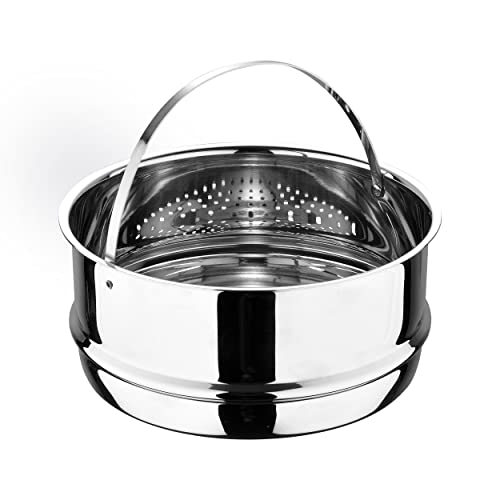 Bergner - Essentials - 2.6 Quart Stainless Steel Soup Pot with Vented Tempered Glass Lid and Steamer Insert - Induction Safe Cookware - Suitable for All Stove Types