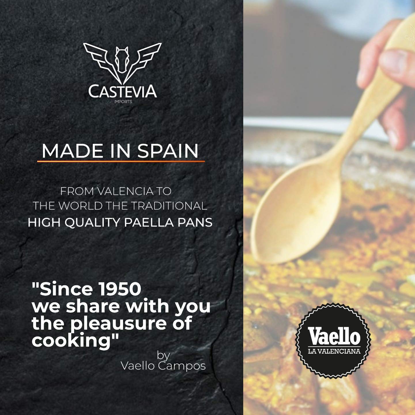 Castevia 24-Inch Enameled Steel Paella Pan, 60cm / 20 servings