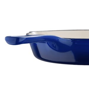 MasterPRO - Legacy Enameled Cast Iron Collection - 10” Fry Pan with Helper Handle - Gorgeous Oven to Table Presentation with Ombre Design on the Cookware - Blue