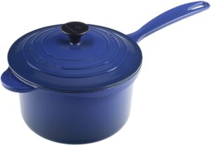 le creuset 2-3/4-quart precision pour iron handle saucepan, cobalt