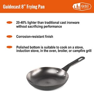 GSI Outdoors Guidecast 8” Frypan I Cast Iron, Lightweight, Gourmet Frying Pan, Camp Cookware