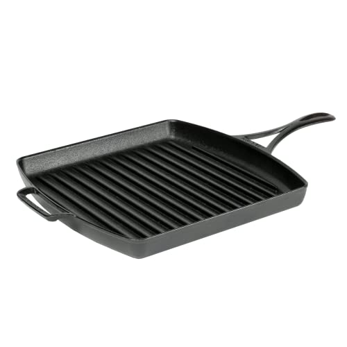 Lodge Blacklock 12 Inch Triple Seasoned Cast Iron Grill Pan - Lightweight Design - Natural, Non Stick Pans - Cast Iron Square Grill Pan - Lasts 100 Years