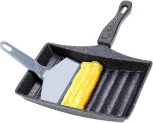 tingjunn omelet pan smokeless frying pan, non-stick tamagoyaki frying pan, wave-bottom wheat rice omelet pan, rectangular frying pan with anti-scalding handle, easy to clean.