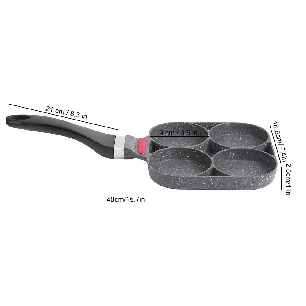 Pancake Pan, Japanese Obanyaki Pan Nonstick Aluminum Pan, Egg Frying Pan with 4 Holes, for Fried Egg, Burger, Breakfast Pancake Making, with Anti-Scald Handle(A)