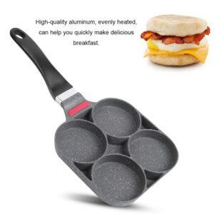 Pancake Pan, Japanese Obanyaki Pan Nonstick Aluminum Pan, Egg Frying Pan with 4 Holes, for Fried Egg, Burger, Breakfast Pancake Making, with Anti-Scald Handle(A)