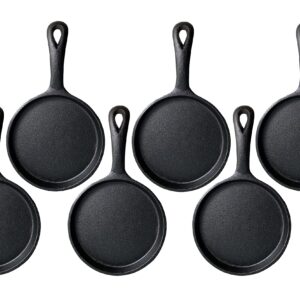 HAWOK Cast Iron Mini Round Griddle-5" Crepe Pan-Pre-Seasoned Skillet Set of 6…