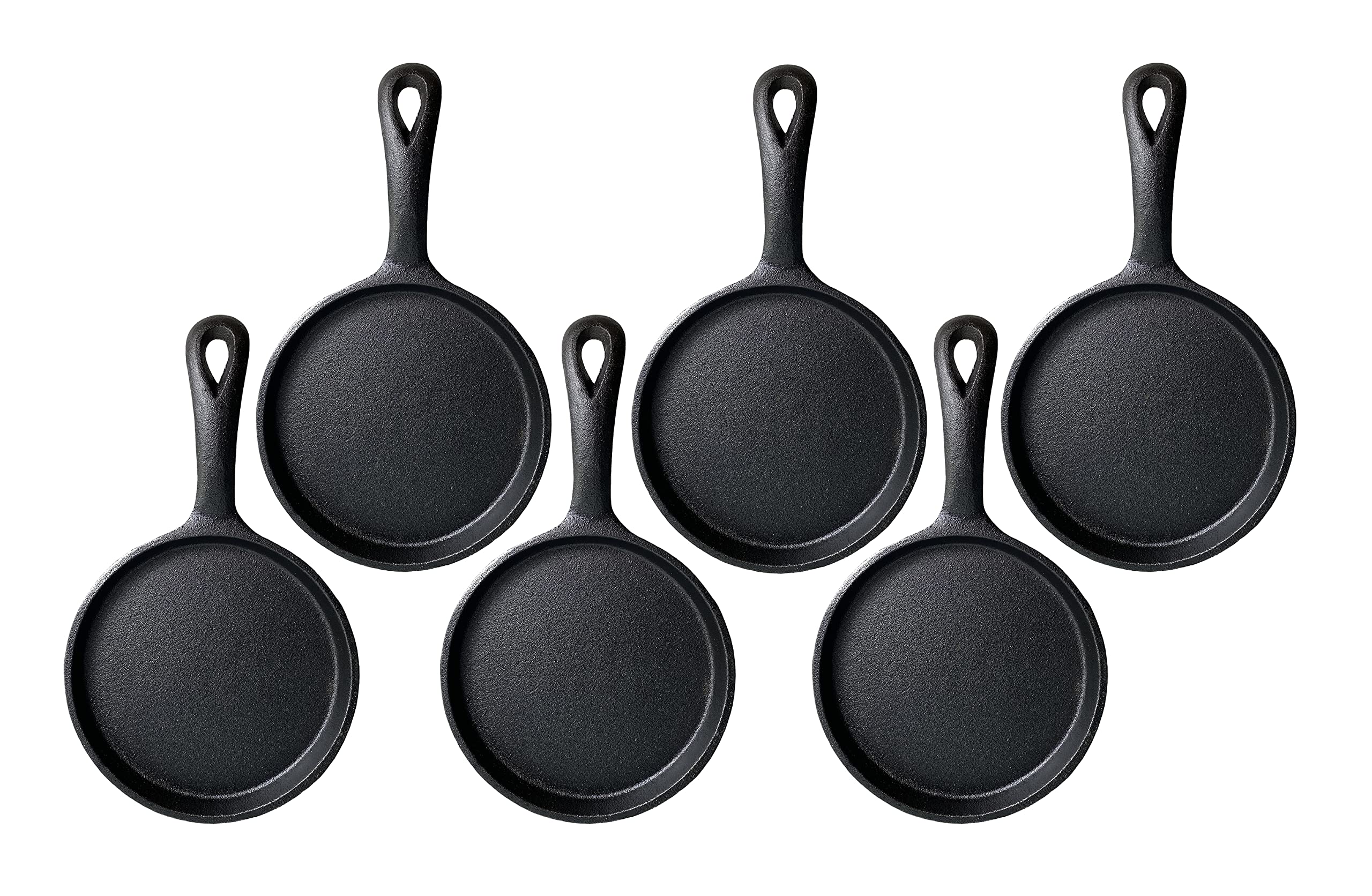 HAWOK Cast Iron Mini Round Griddle-5" Crepe Pan-Pre-Seasoned Skillet Set of 6…