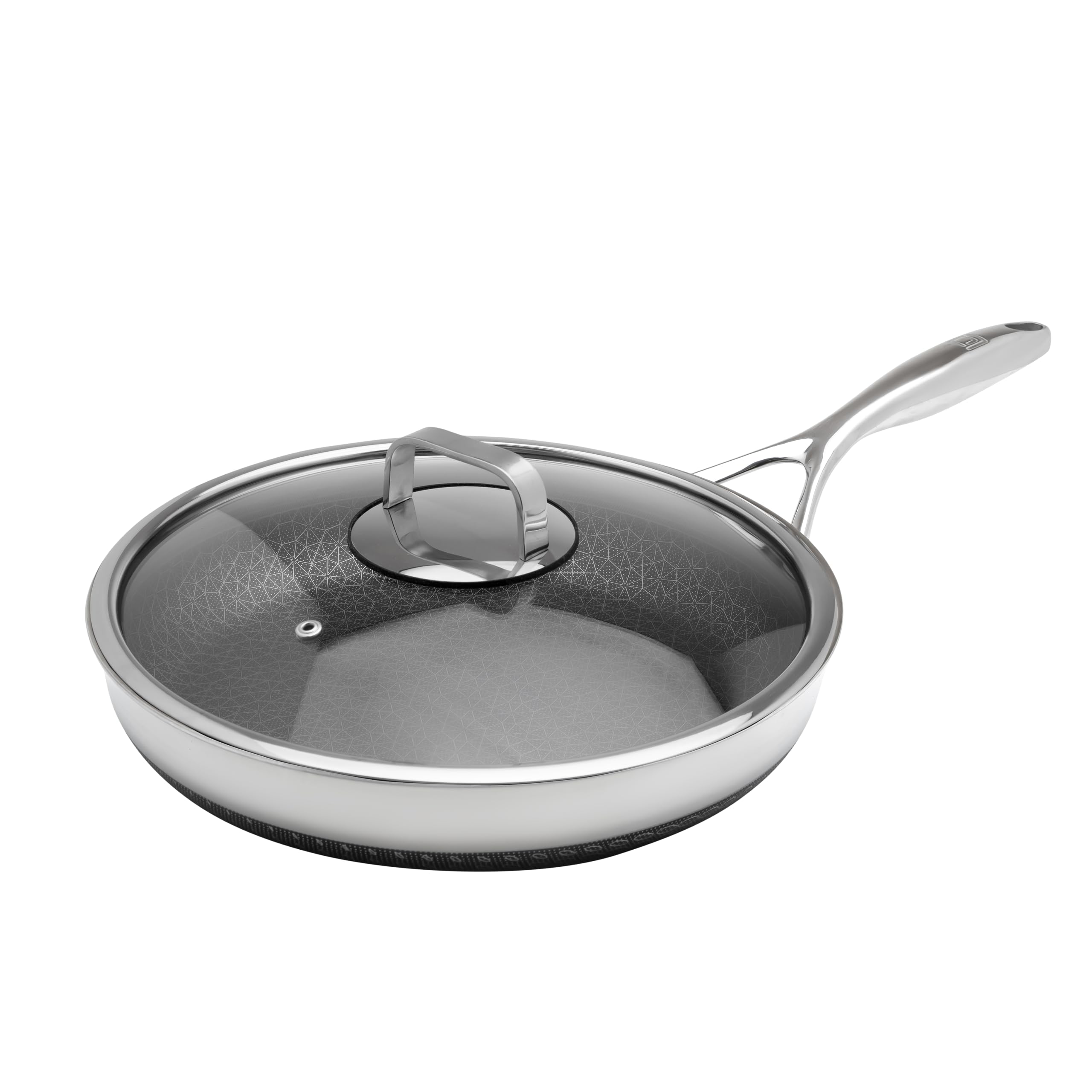 LIVWELL DiamondClad™ 12" Glass Lid for Hybrid Stainless Steel Frying Pan, Wok and Skillet, Dishwasher Safe, PFOA-free