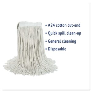 Boardwalk BWK2024CEA No. 24 Cotton Cut-End Wet Mop Head - White