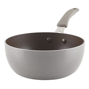 rachael ray cook + create nonstick saucier pan/saucepan, 3 quart, gray