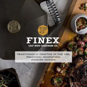 FINEX 12" Cast Iron Grill Pan, Modern Heirloom, Handcrafted in The USA, Pre-Seasoned with Organic Flaxseed Oil