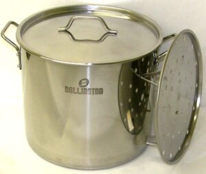 60 quart stainless steel stock pot with rack & lid by ballington