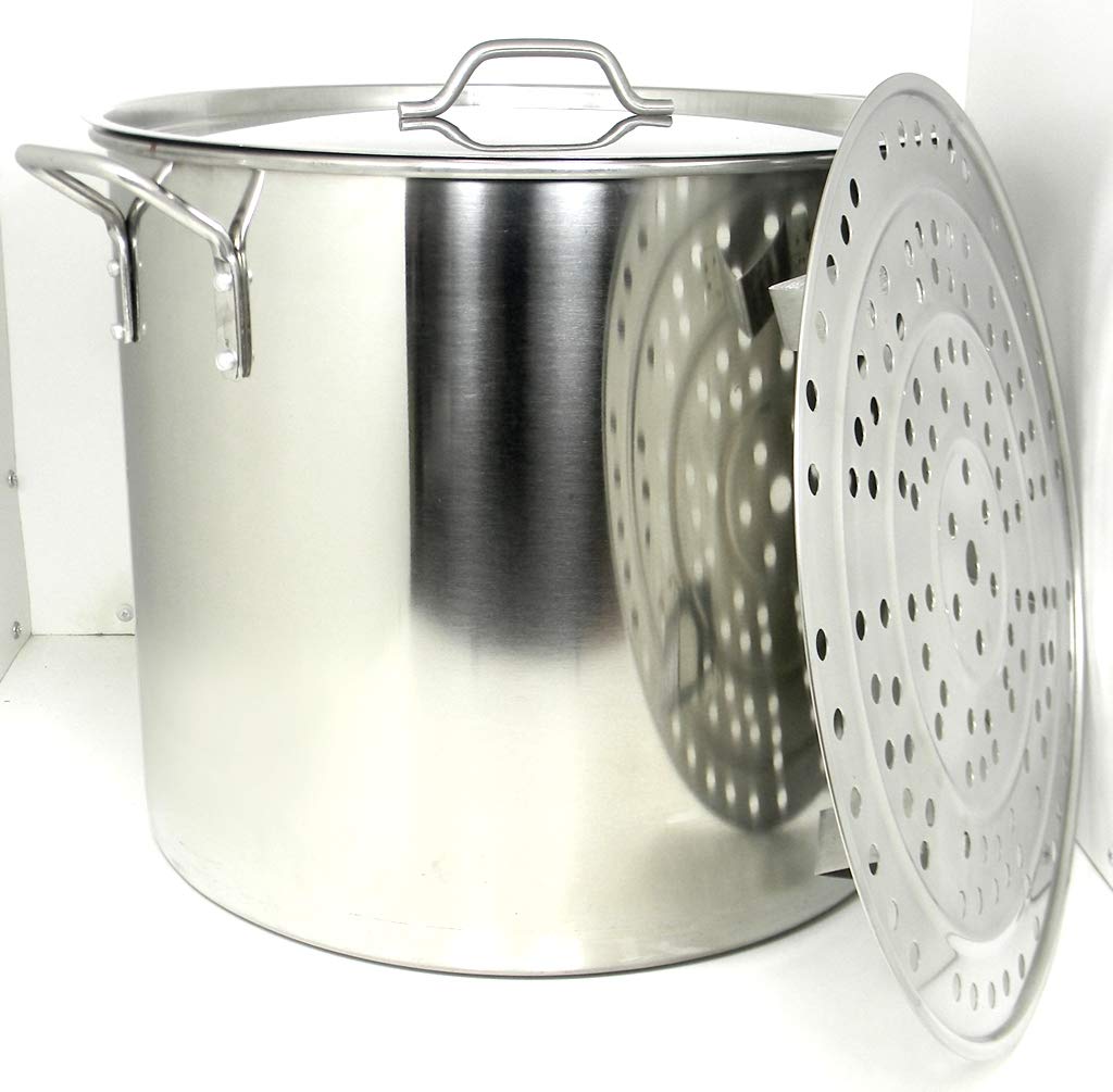 60 Quart Stainless Steel Stock Pot with Rack & Lid by Ballington