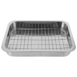 non-stick roasting pan with rack: large oven roaster tray chicken roaster tray oven pans for cooking lasagna with stainless steel handles