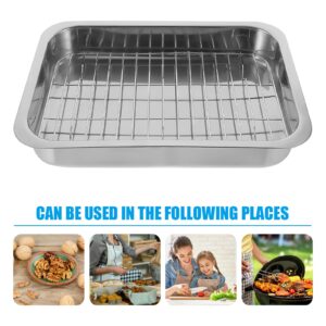 Non-Stick Roasting Pan with Rack: Large Oven Roaster Tray Chicken Roaster Tray Oven Pans for Cooking Lasagna with Stainless Steel Handles