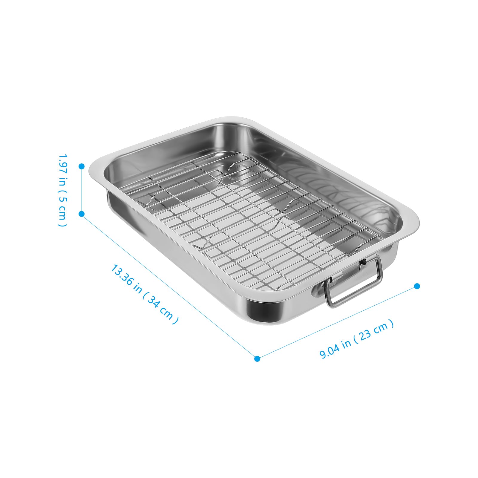 Non-Stick Roasting Pan with Rack: Large Oven Roaster Tray Chicken Roaster Tray Oven Pans for Cooking Lasagna with Stainless Steel Handles