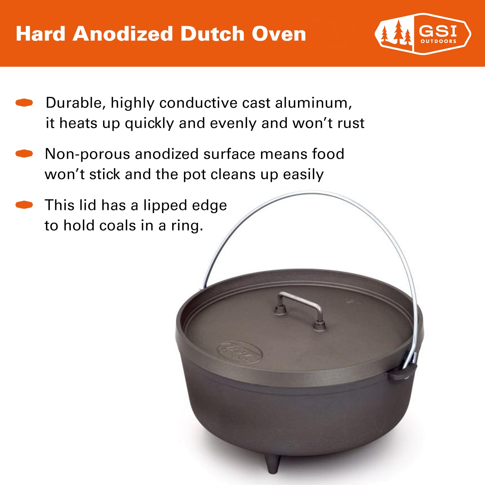 GSI Outdoors - Hard Anonized 14" Aluminum Dutch Oven