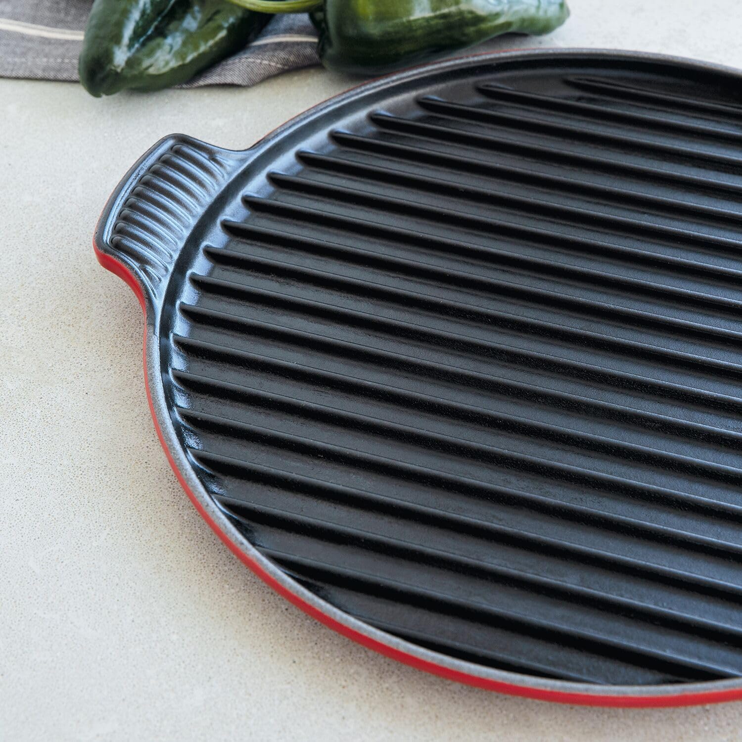 Le Creuset Enameled Cast Iron Bistro Grill Pan, 12-2/3-Inch, Cherry