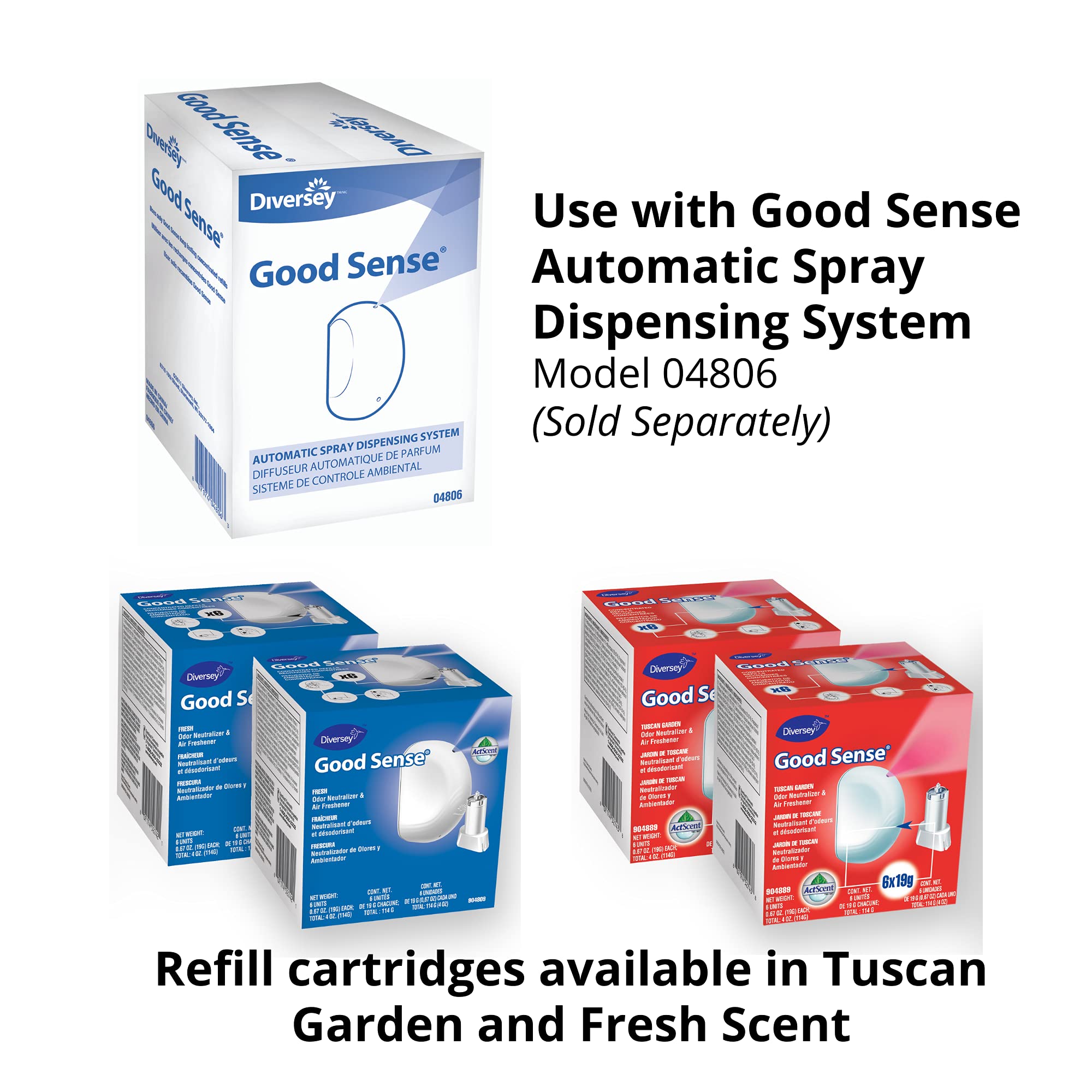 Diversey Good Sense Automatic Spray System, Tuscan Garden Scent, 0.67 Oz Cartridge, 12/carton