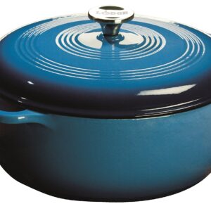 Lodge EC7D33 Enameled Cast Iron Dutch Oven, 7.5-Quart, Caribbean Blue & EC8ST13 Enameled Cast Iron, 8 Inch, Oyster Trivet