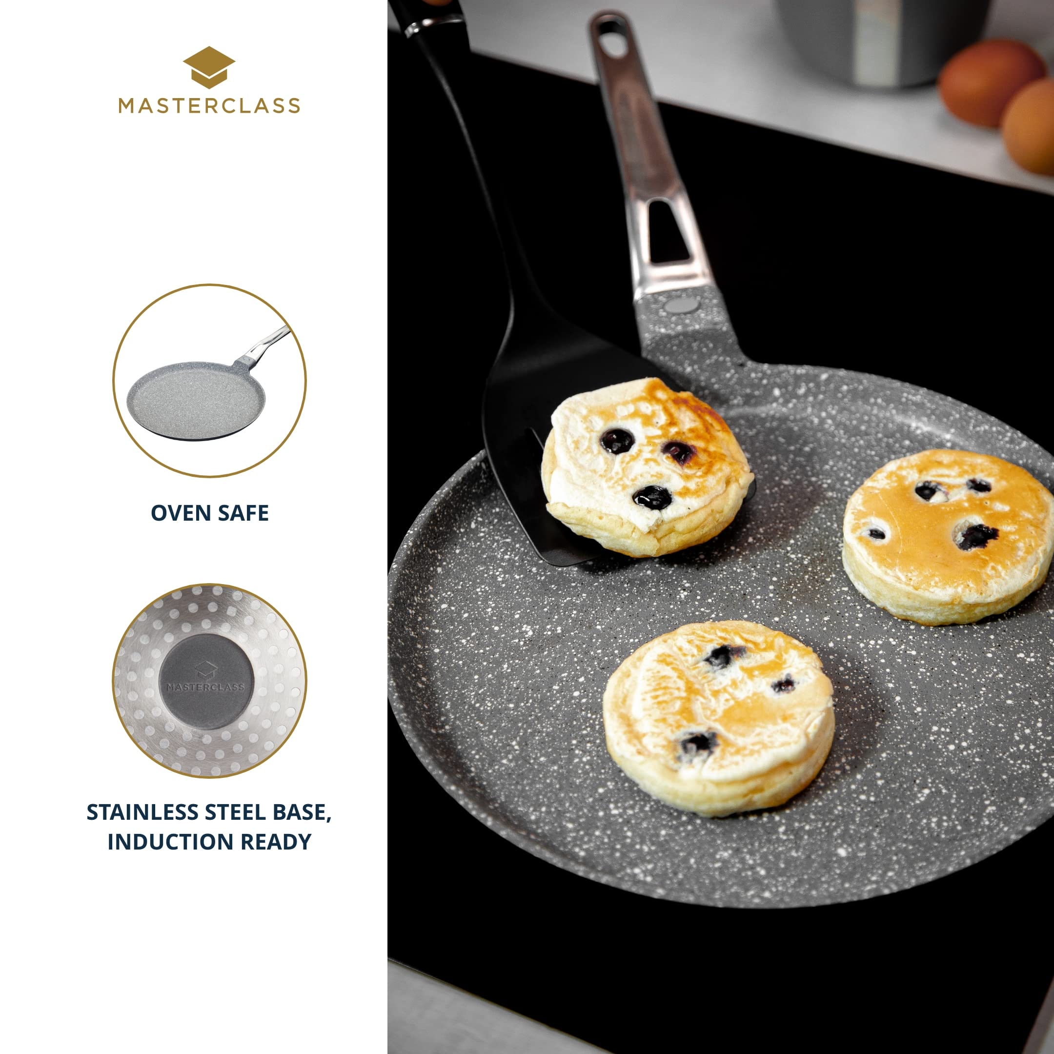 MasterClass MCMCP28 Cast Aluminium Induction-Safe Non-Stick Crêpe Pan, 28 cm (11") , Grey