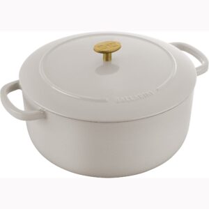 ballarini bellamonte cast iron 7.6-qt round dutch oven - crema white