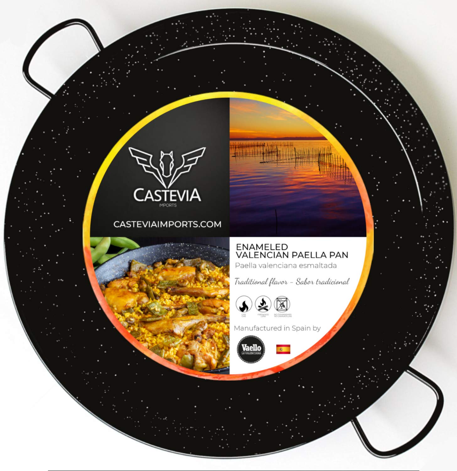 Castevia 16.5-Inch Enameled Steel Paella Pan, 42cm / 10 servings