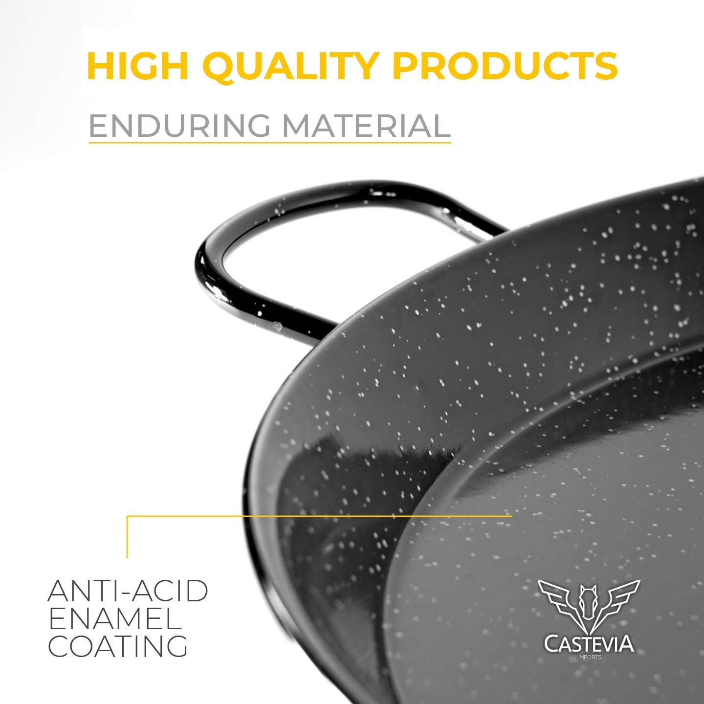 Castevia 16.5-Inch Enameled Steel Paella Pan, 42cm / 10 servings