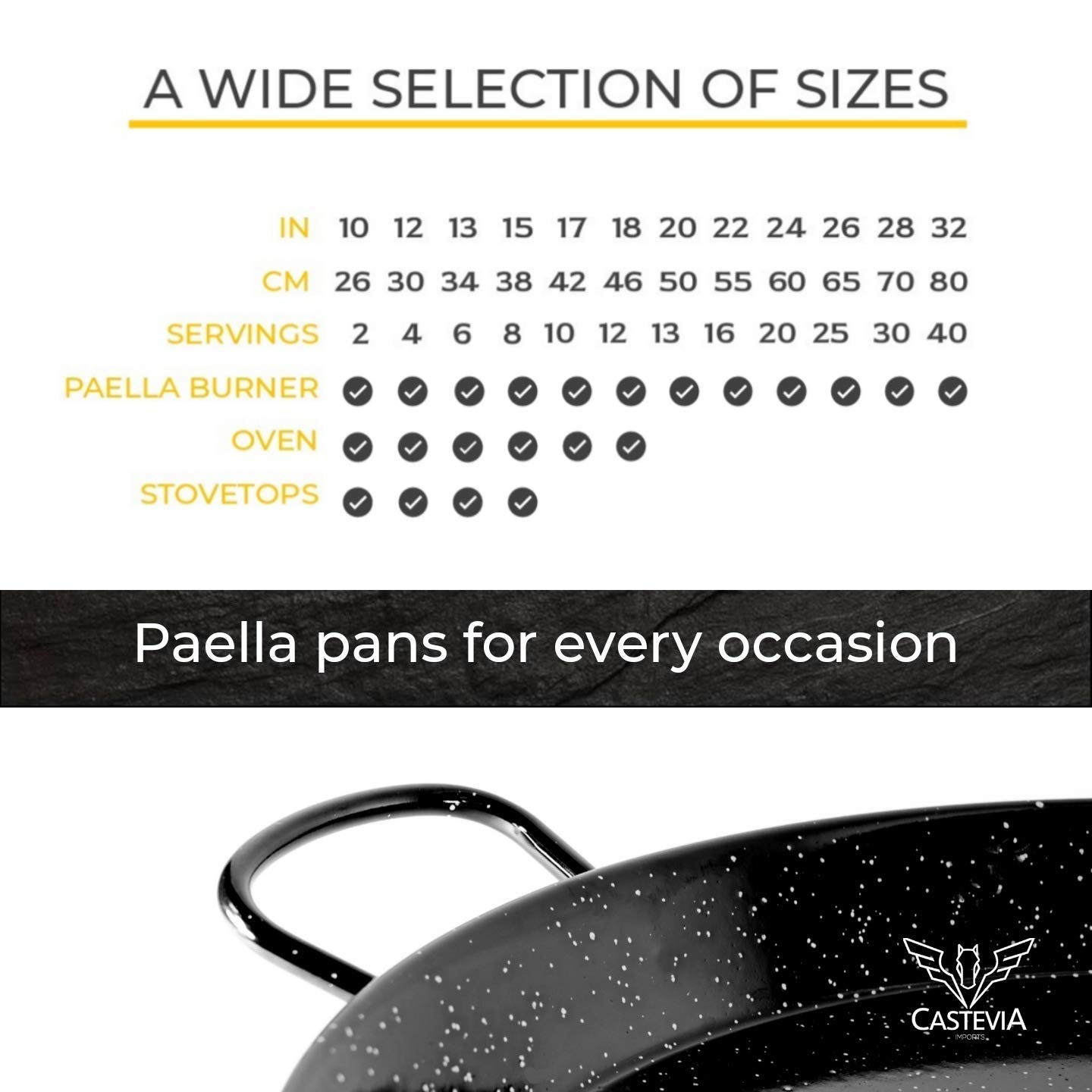 Castevia 16.5-Inch Enameled Steel Paella Pan, 42cm / 10 servings