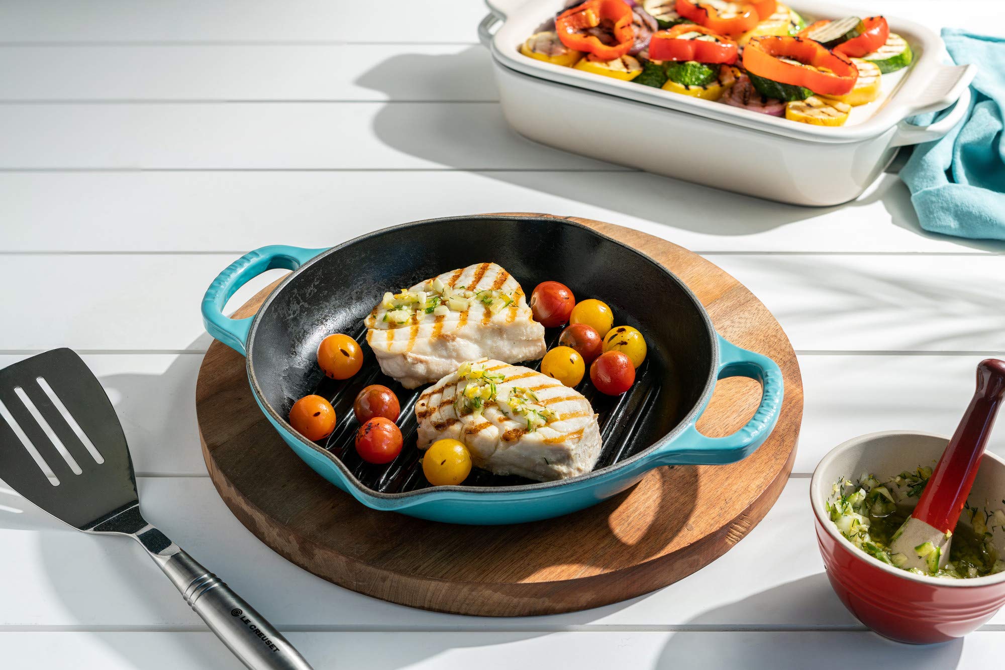 Le Creuset Enameled Cast Iron Signature Deep Round Grill, 9.75", Marseille