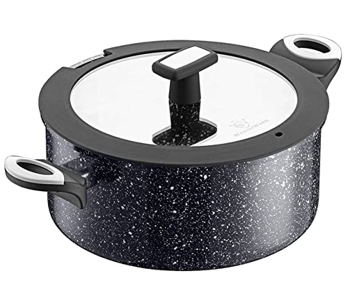 5.25 Quart Ceramic Nonstick Casserole Stockpot, Anti-Warp Non Toxic PTFE APEO PFOA Free Nonstick Pot With Lid, Induction Compatible (WaxonWare Stonetec Series)