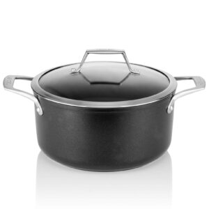 techef - onyx collection - 5-quart soup pot with glass lid, coated with new teflon platinum non-stick coating (pfoa free) (5-quart)