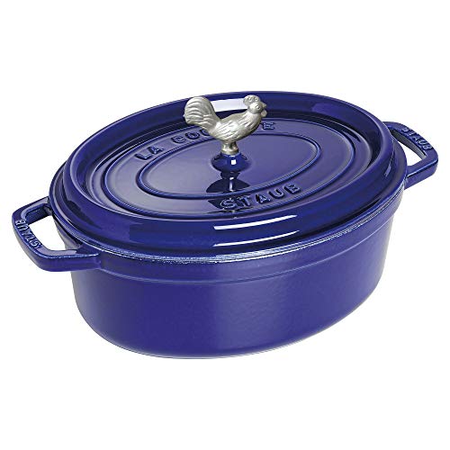 STAUB Cast Iron Dutch Oven 5.75-qt Coq au Vin Cocotte, Made in France, Serves 5-6, Dark Blue