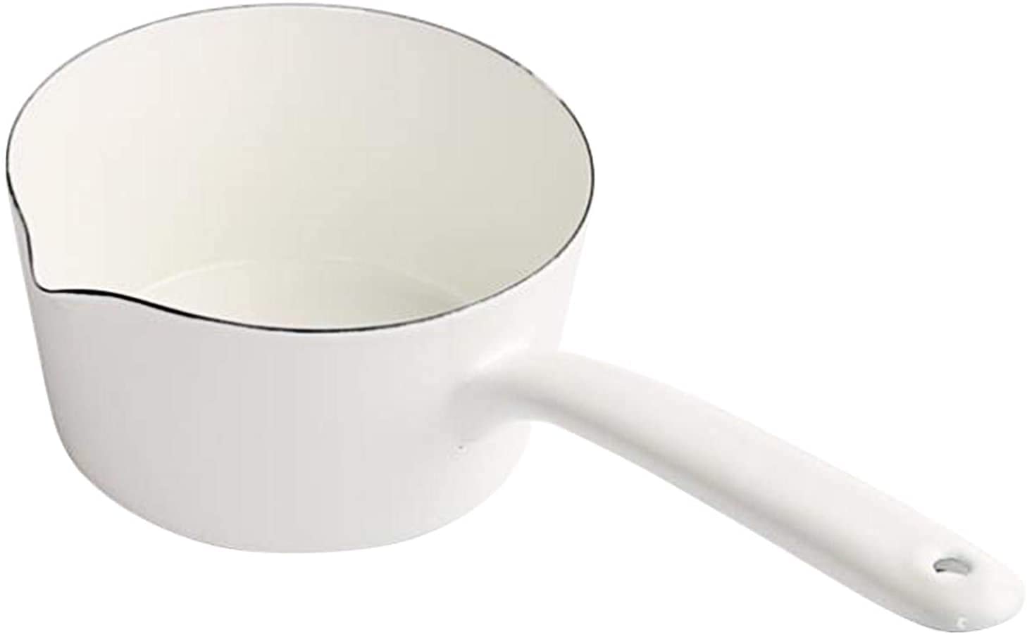 Scizorito 1.2L Enamel Milk Pan, Nonstick Milk Pot with Pour Spouts, Even Heat Conduction, Easy to Cook and Clean, Enamel Pot for Home Kitchen or Restaurant White