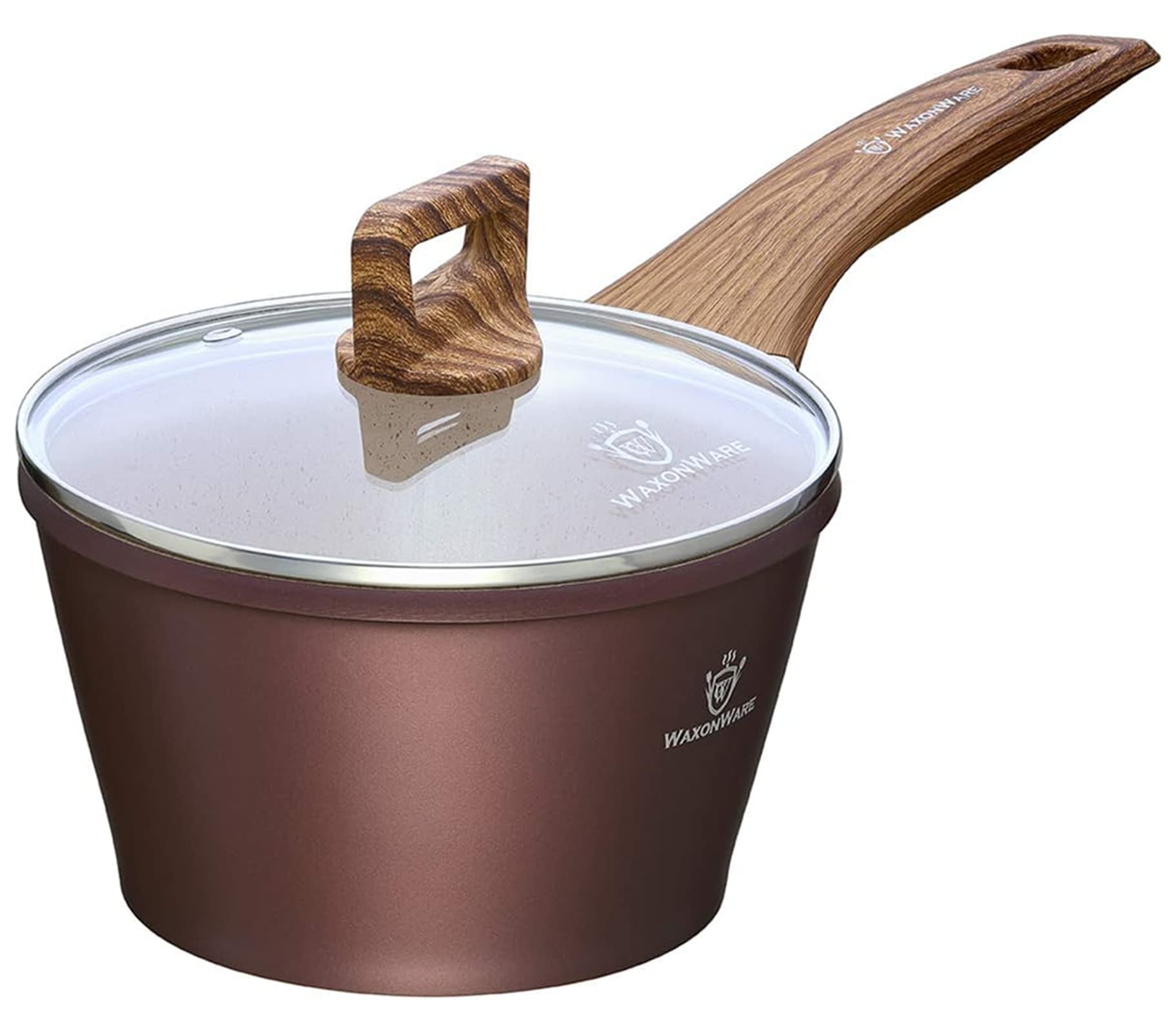 WaxonWare Non Stick Saucepan & Wok Pot, Induction Compatible & Marbellous Coating (A 100% PFOA Free Coating Made In Germany) - For Sauces, Soups, Pasta & Rice (2.2 Quart Saucepan)