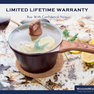 WaxonWare Non Stick Saucepan & Wok Pot, Induction Compatible & Marbellous Coating (A 100% PFOA Free Coating Made In Germany) - For Sauces, Soups, Pasta & Rice (2.2 Quart Saucepan)