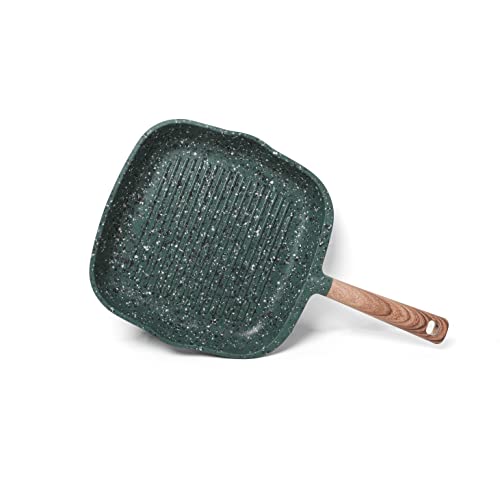 Phantom Chef 11" Square Frypan with Granite finish | PFOA Free | Nonstick Chef Cookware | Granite Grill Pan | Induction Compatible | Dishwasher & Oven Safe | Stay-Cool Handle | Easy to Clean (Green)