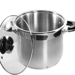 20Qt Stock Pot Stainless Steel Super Double Capsulated Bottom w/Glass Lid