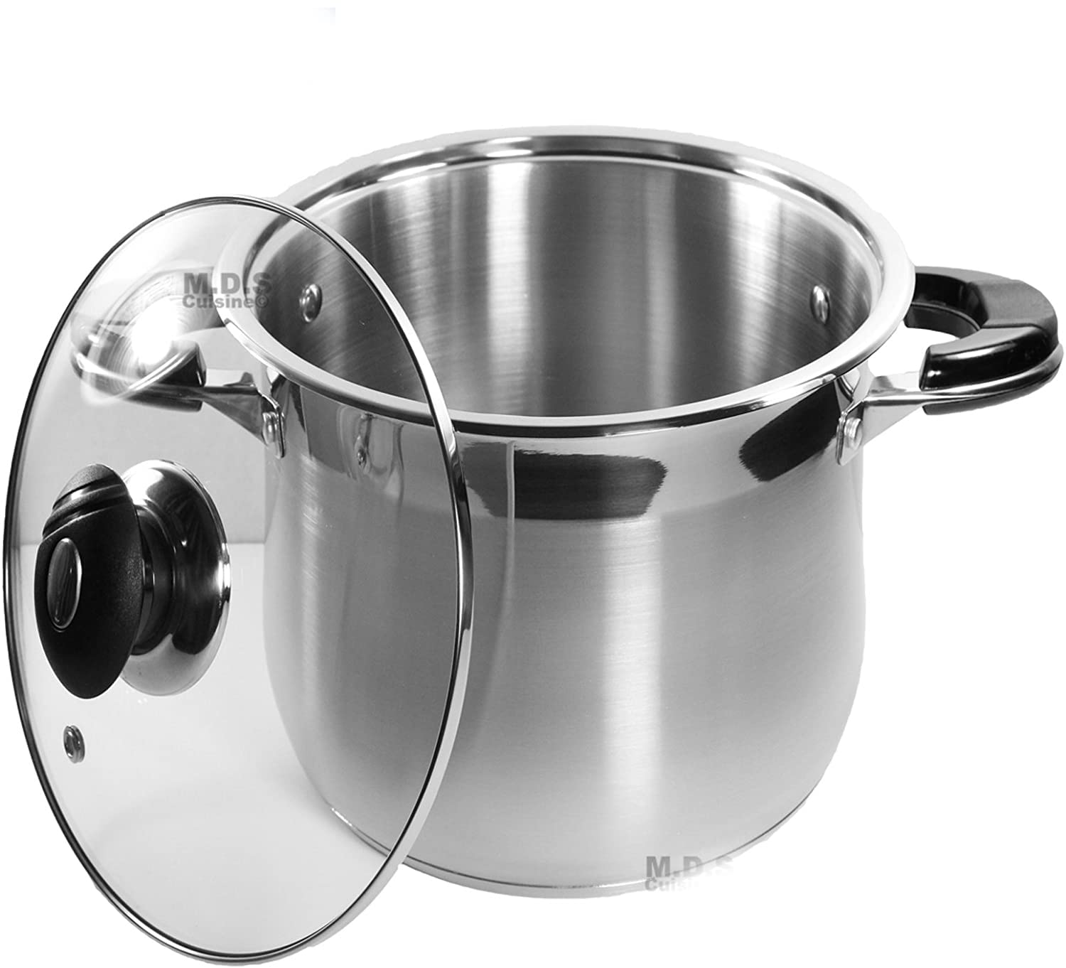 20Qt Stock Pot Stainless Steel Super Double Capsulated Bottom w/Glass Lid