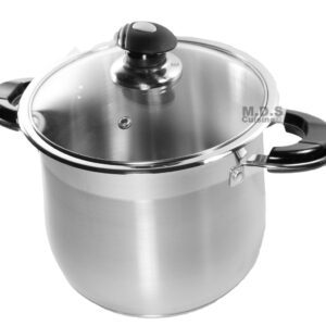 20Qt Stock Pot Stainless Steel Super Double Capsulated Bottom w/Glass Lid