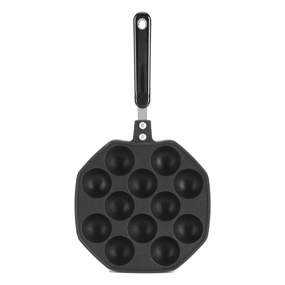 Takoyaki Grill Pan, 12 Holes Aluminum Non-Stick Grill Pan Plate Cooking Baking Mold Tray for Takoyaki and Round Pancakes Making